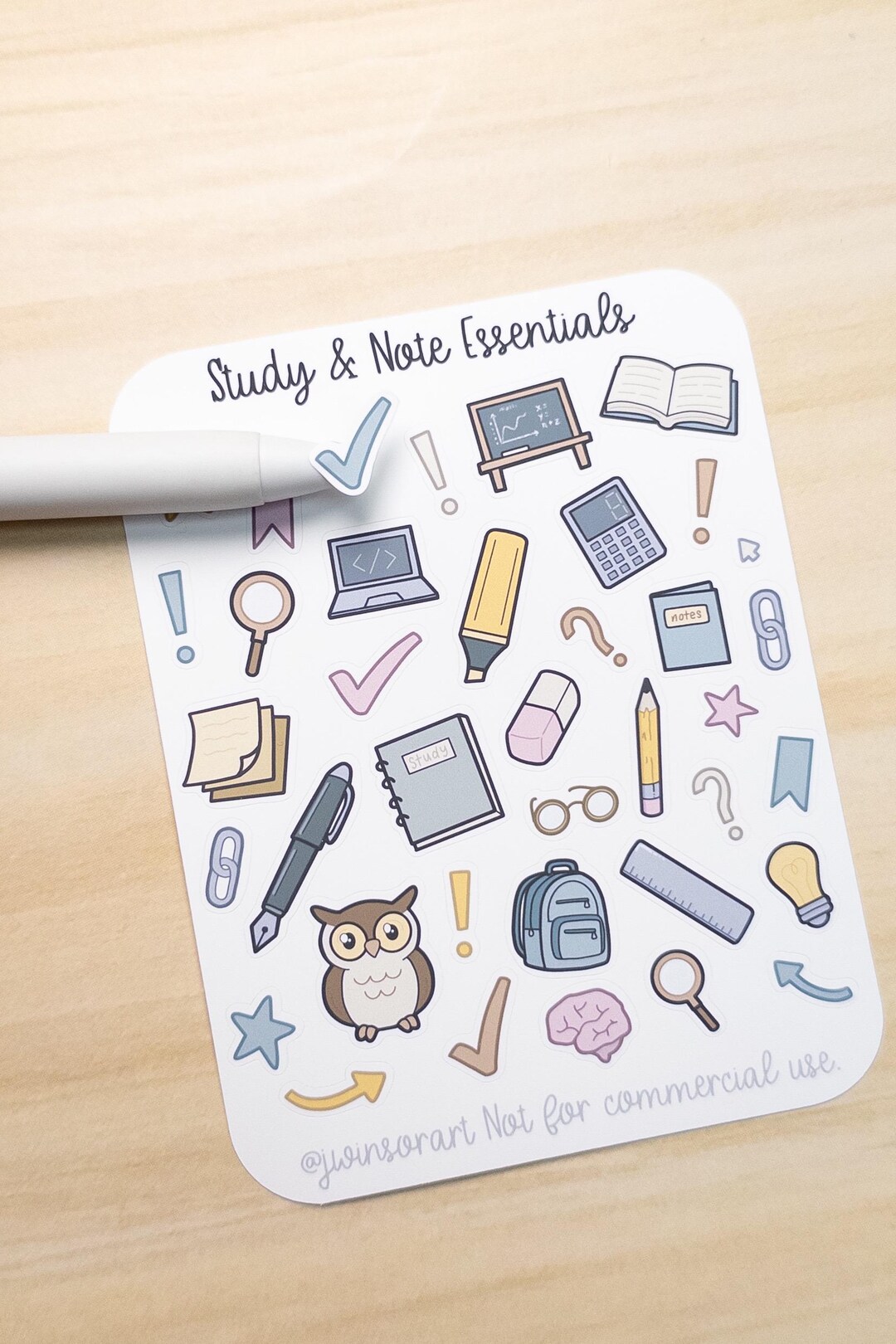 Study and Note Essentials Sticker Sheet – Cute Planner & Journal ...