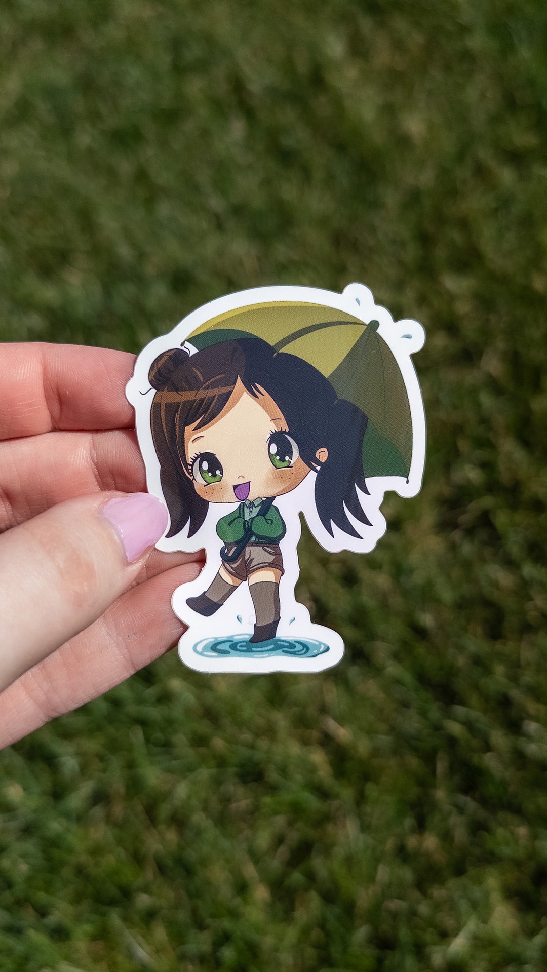 Cute Chibi Sticker Anime Girl Vinyl 3 Inch Rainy Day - Etsy