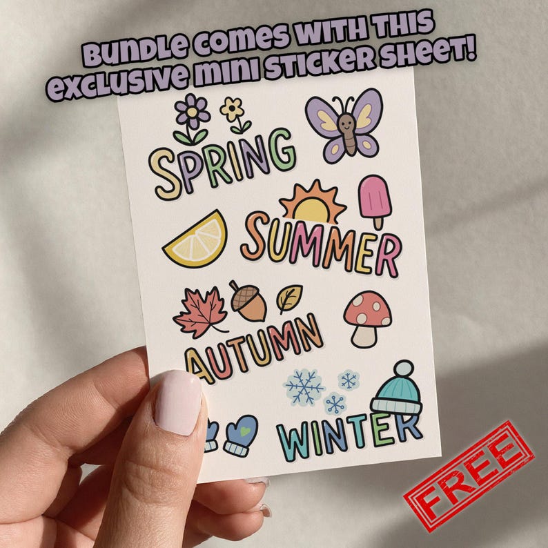 All Four Seasons Doodle Bundle Winter Spring Summer Fall Autumn Planner ...