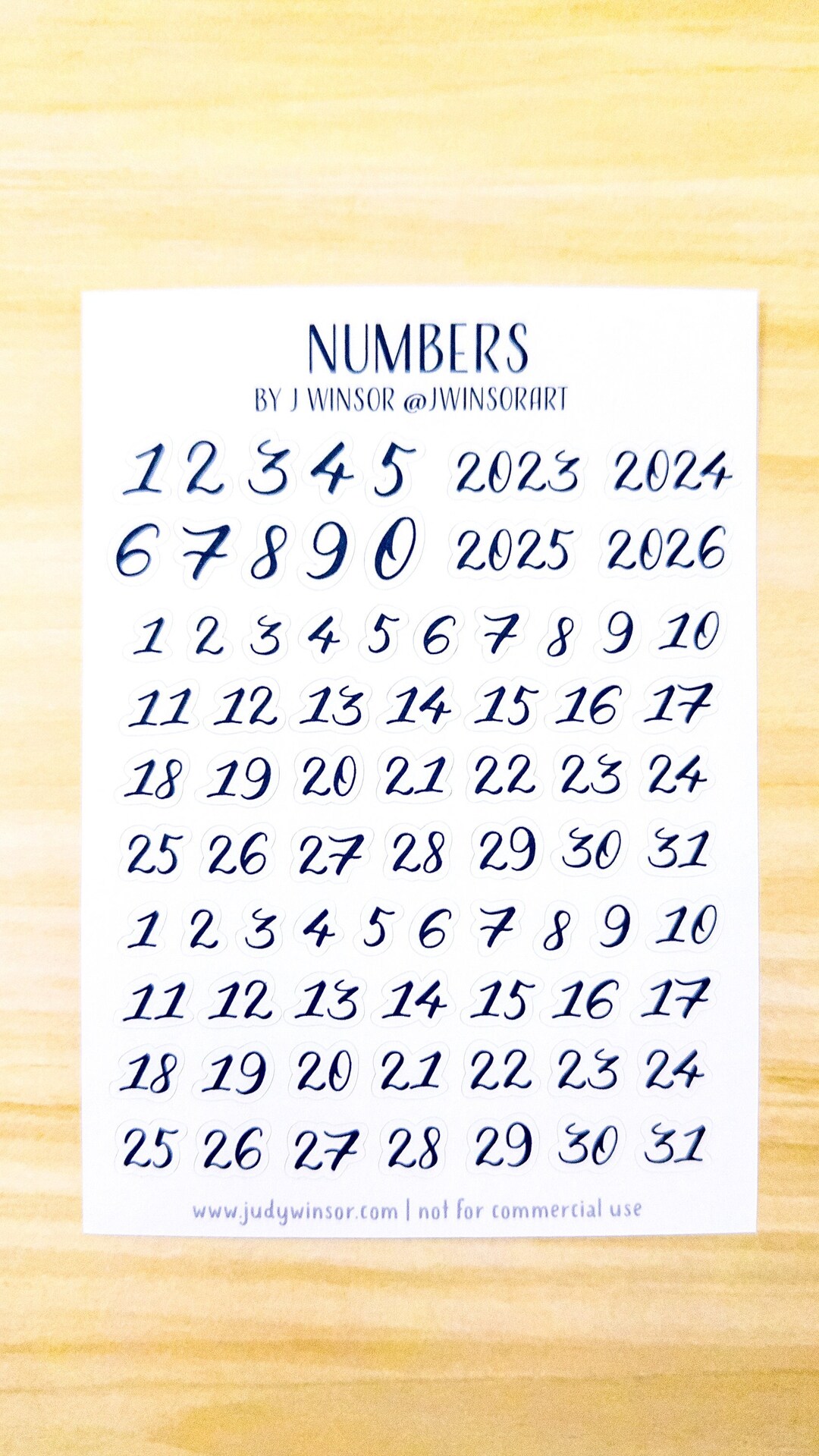 Numbers Planner Sticker Sheet Bujo Calligraphy Monthly Dates Years 1 ...