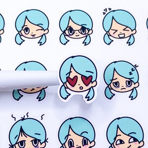 Angie Emoji Mood Emoti Planner Sticker Sheet Bujo Cute Kawaii Chibi ...