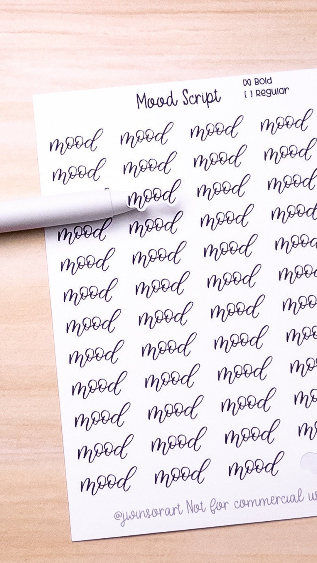 Mood Script Planner Sticker Sheet 48 Stickers Bujo Calligraphy - Etsy