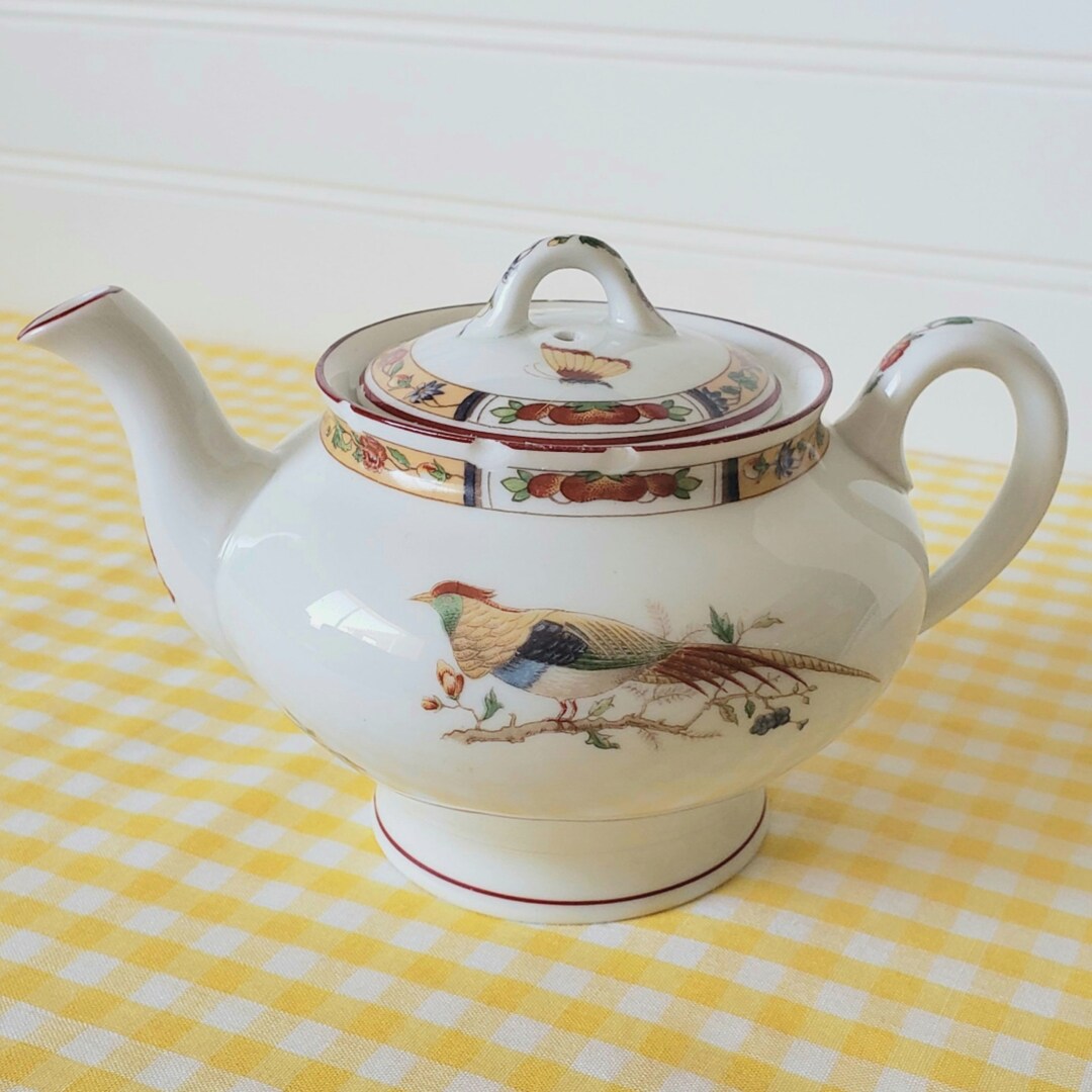 Vintage Burmese Mini Teapot 1916 O.P. Co. Syracuse China Pheasant ...
