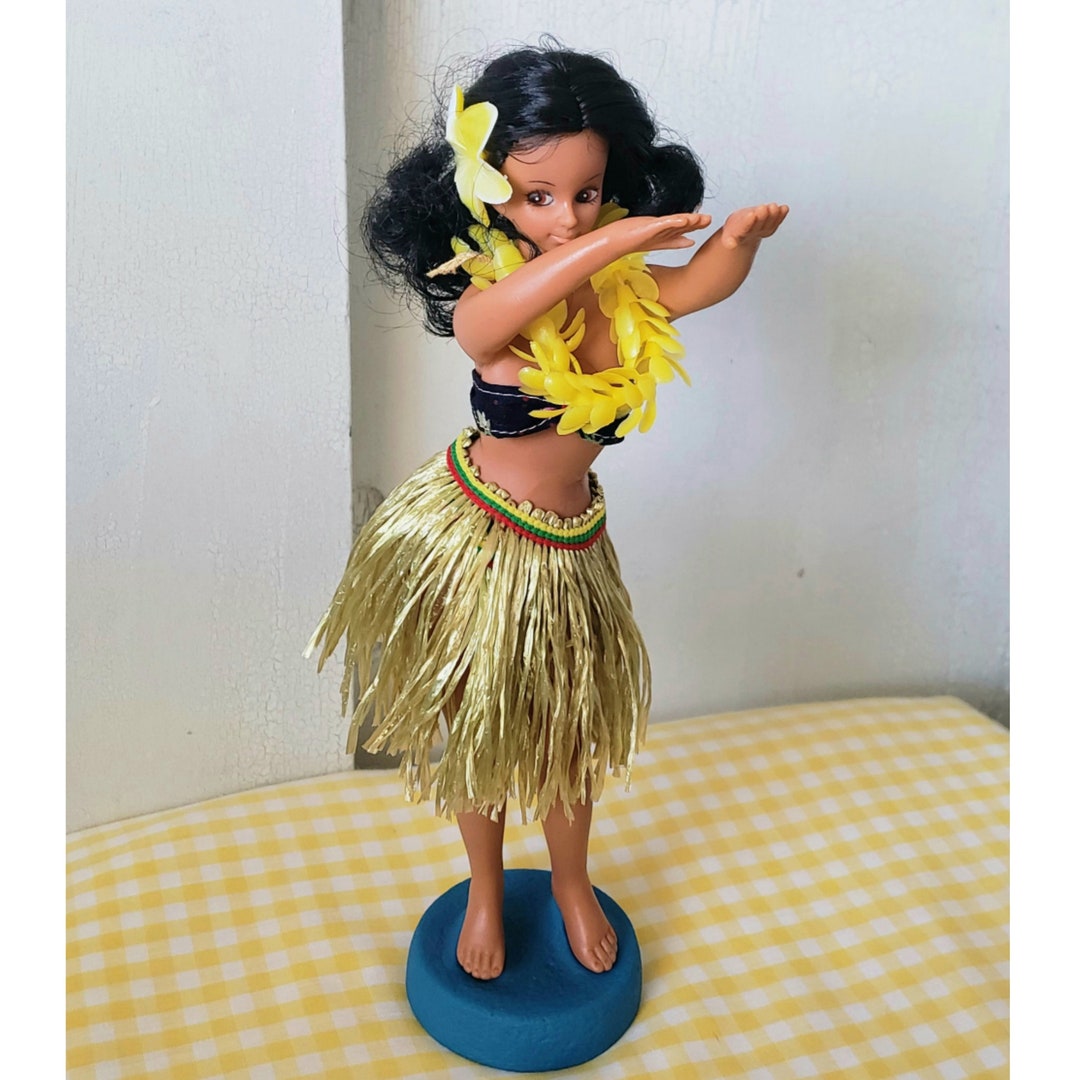 Vintage 1960s Hula Dancing Girl Figurine Polynesian Rubber Plastic Doll ...