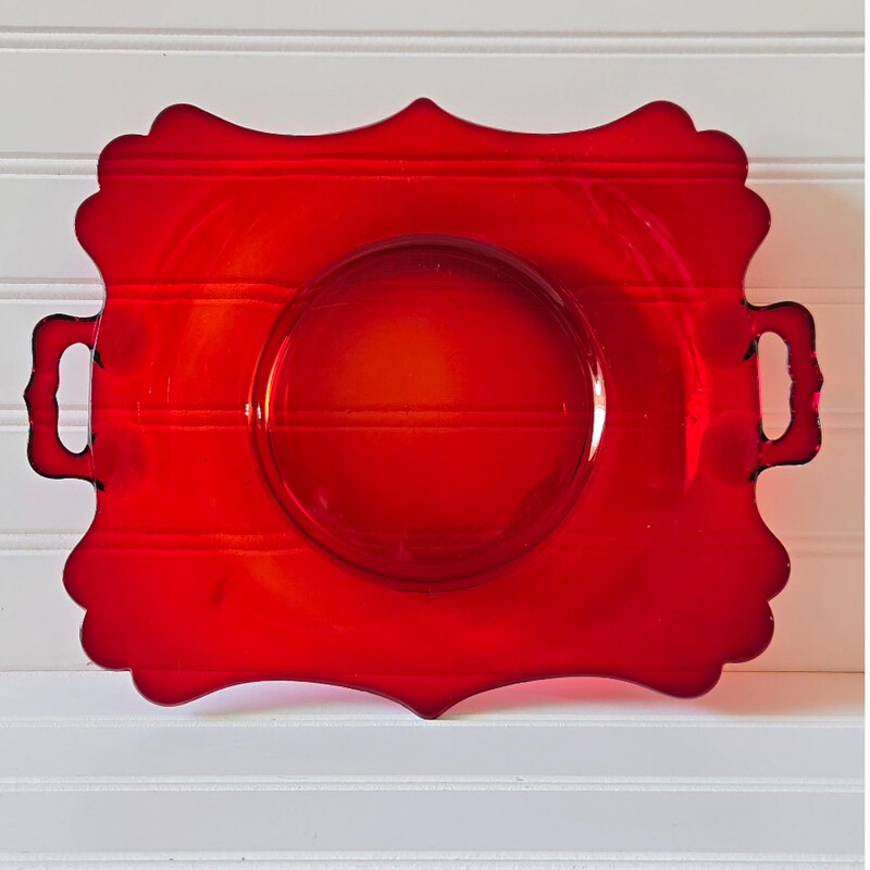 Ruby Glass Platter - Etsy