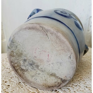 Vintage Salt Glaze Cobalt Blue Gray Pottery Crock Jar Antiqie Lard ...