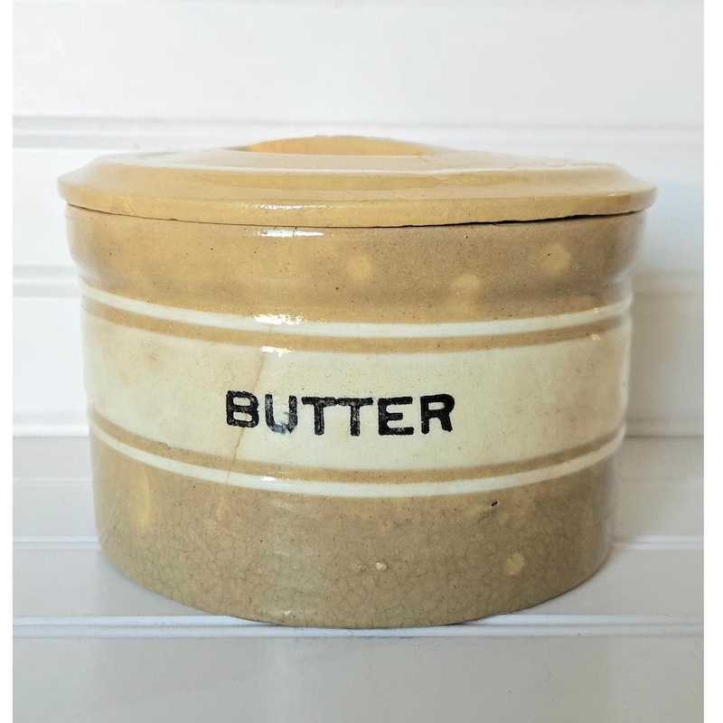 Antique Crock Canister - Etsy