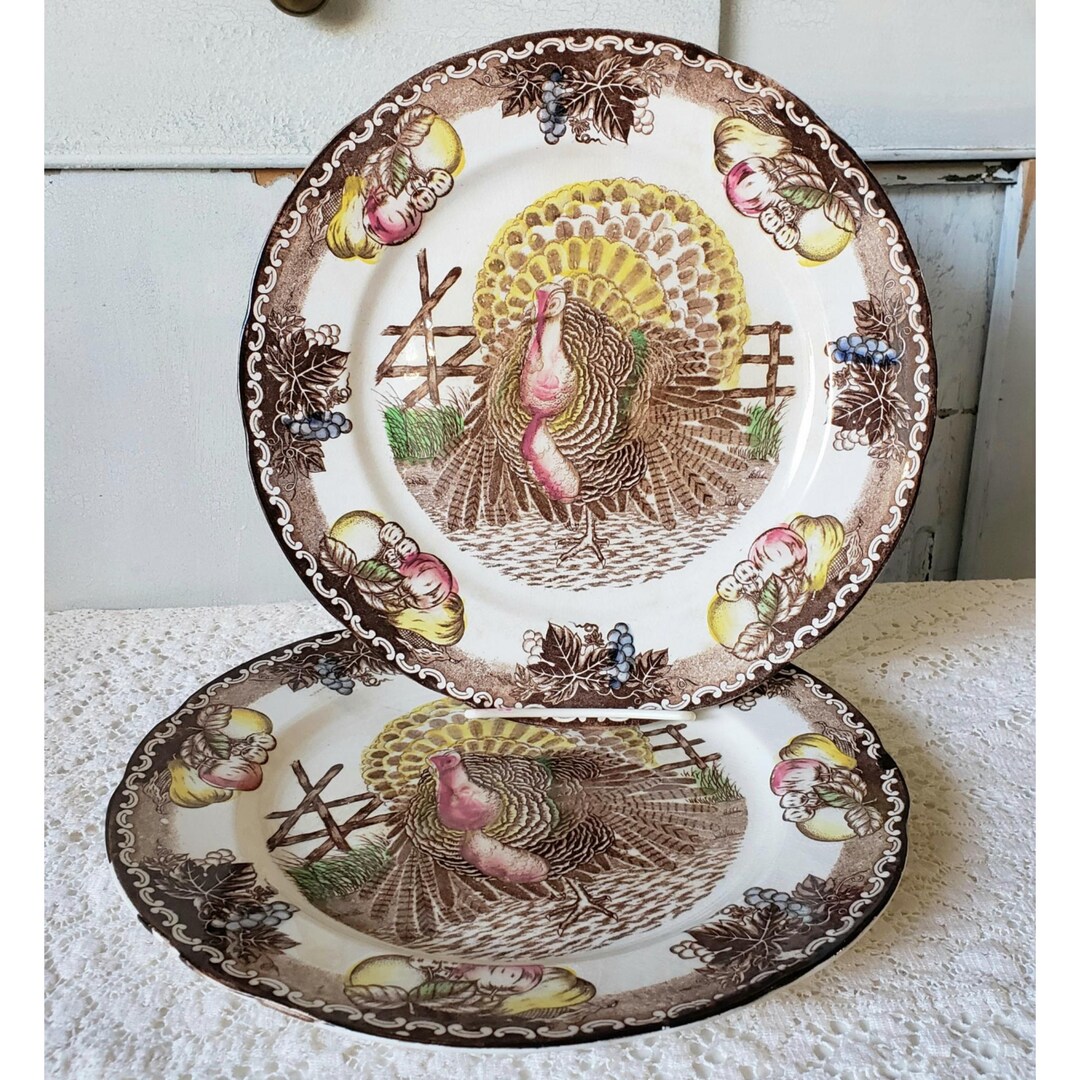 Vintage King Tom Ironstone Dinner Plates Set of 2 Thanksgiving ...