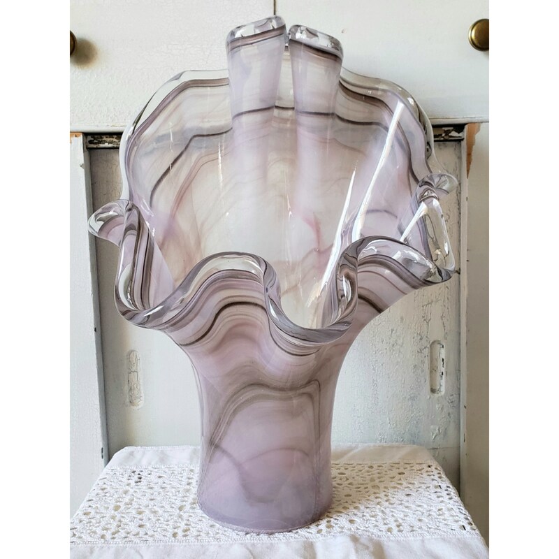 Ruffled Glass Vase - Etsy