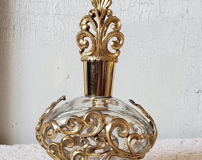 Vintage Musi Bottle Gold Filagree and Glass Vanity Perfume Hollywood ...