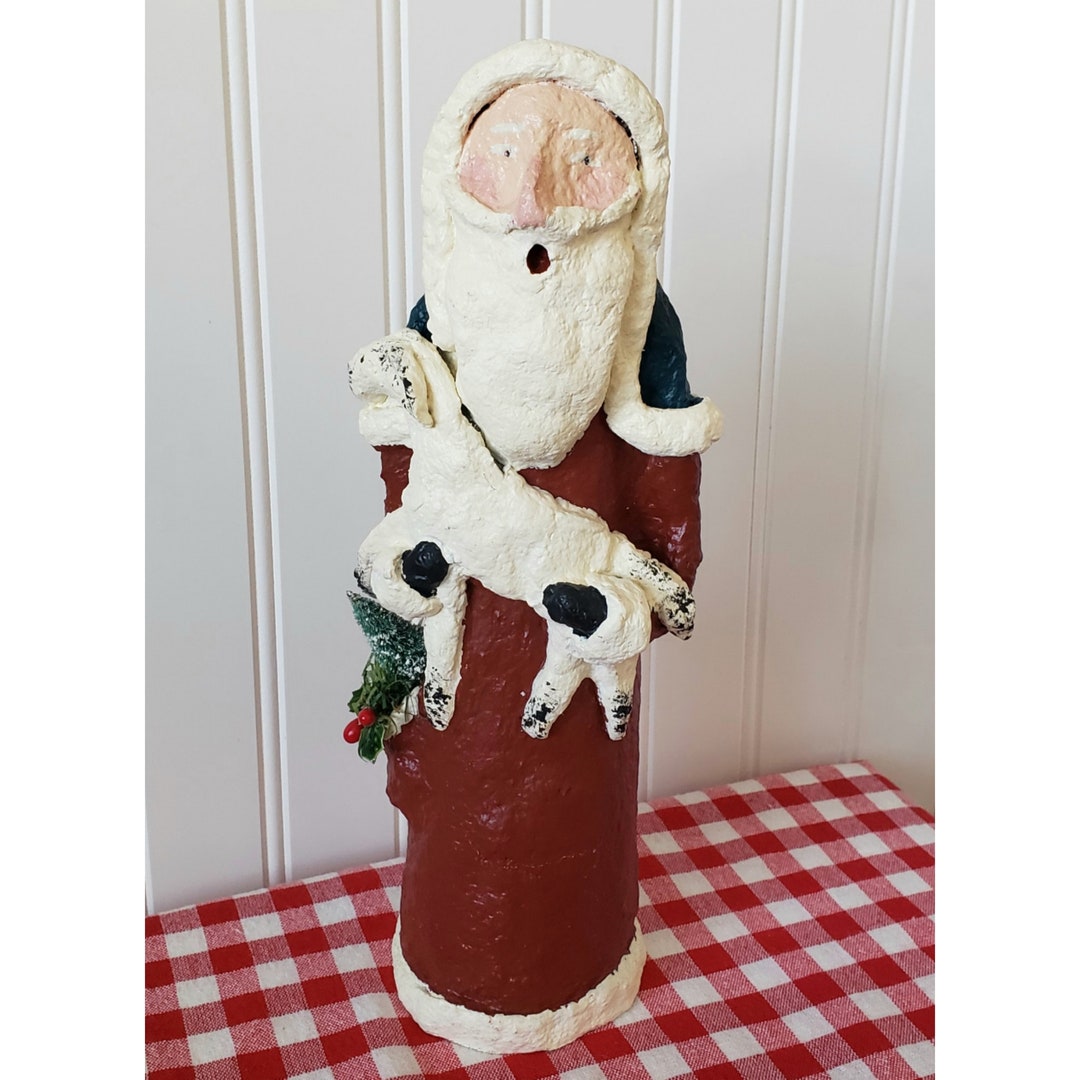 Folkart Paper Mache Santa Old World Father's Christmas Primitive ...