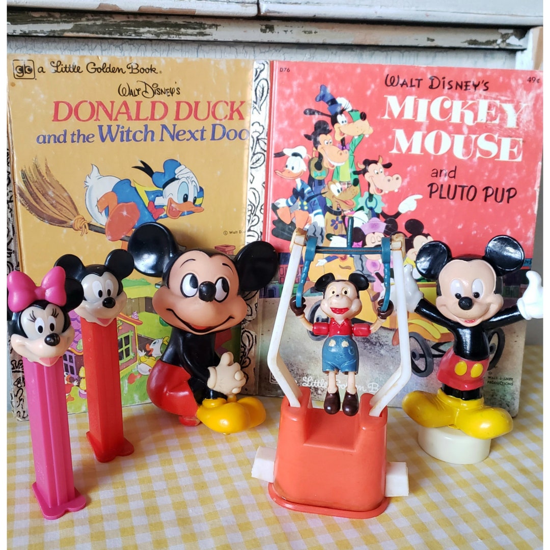Vintage Mickey Mouse Lot Trapeze Books Rubber Figurines Pez Donald Duck ...