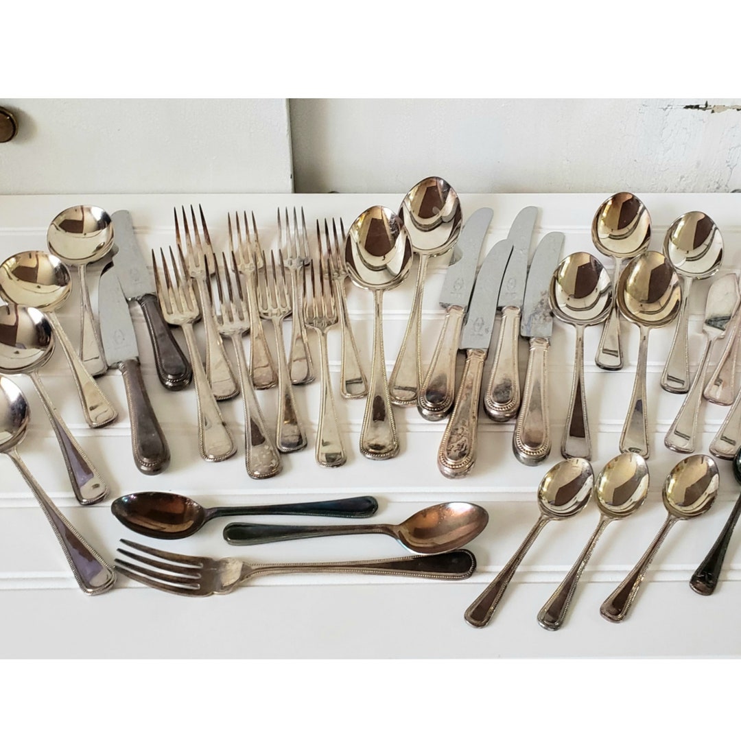 Vintage George Butler England Flatware Beaded Pattern A1 EPNS 35 Pieces ...