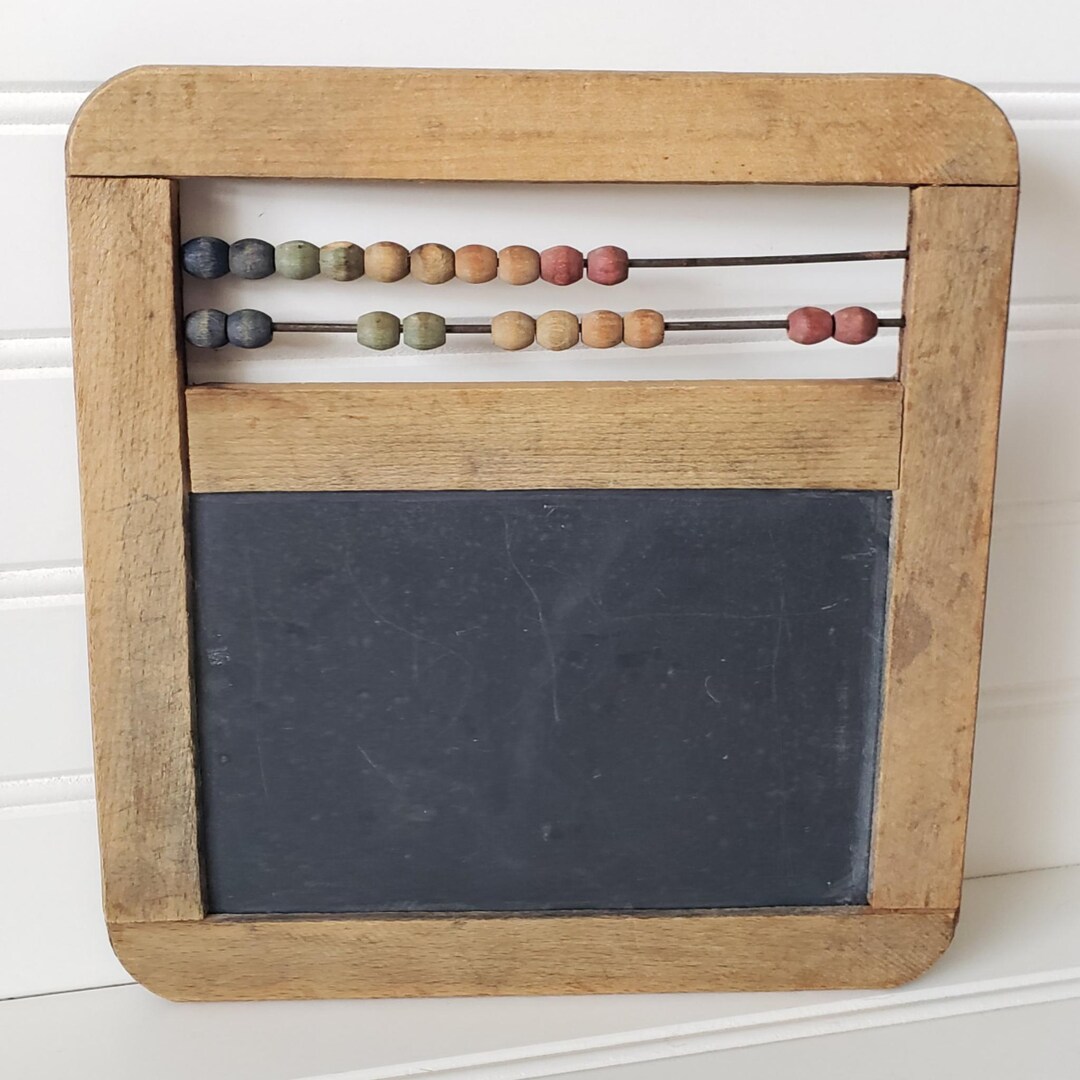 Antique Abacus Chalkboard Childs School Chalk Board Beads Wood Slate ...