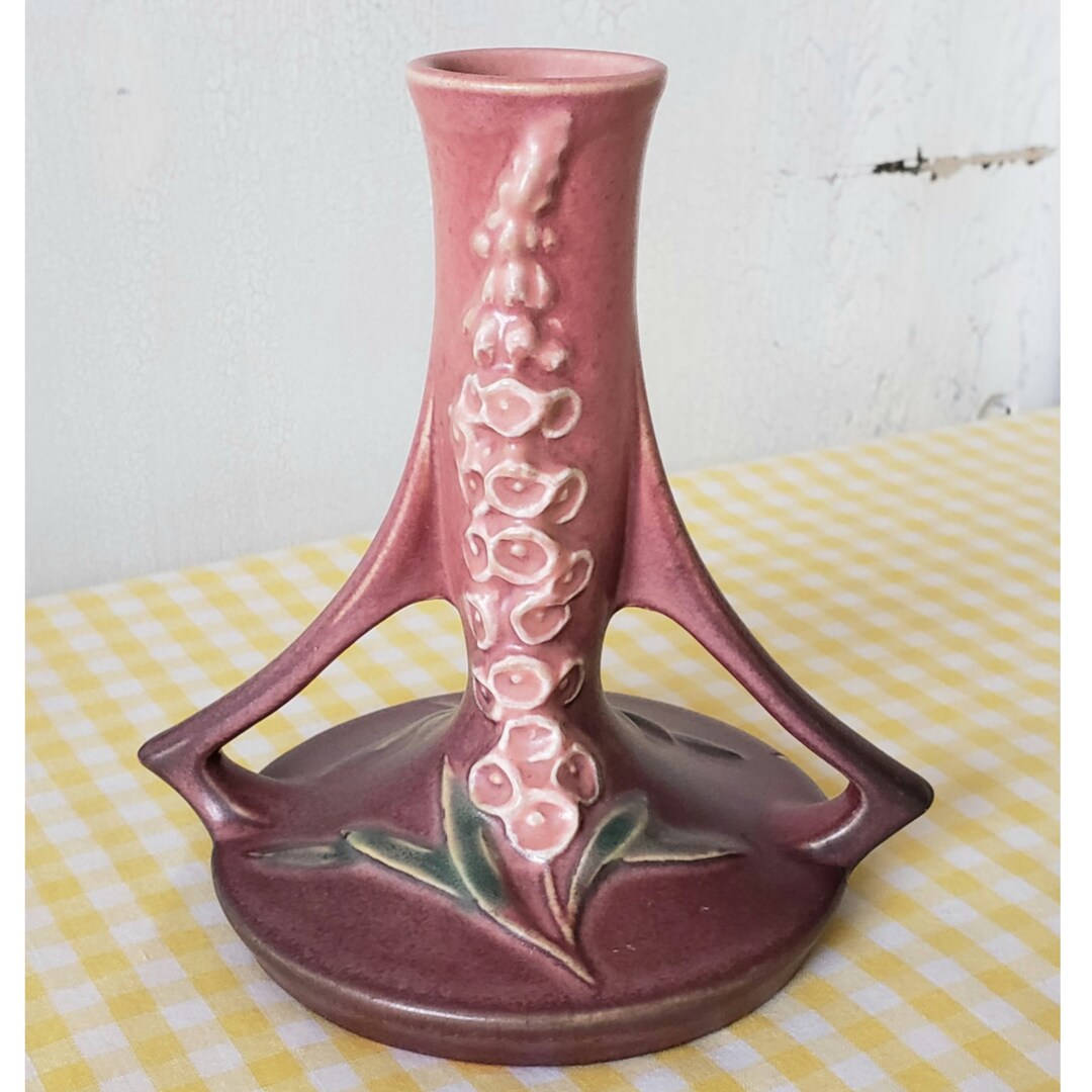 Vintage Roseville Pottery Pink Bud Vase Foxglove 159-5 USA Dusty Rose ...