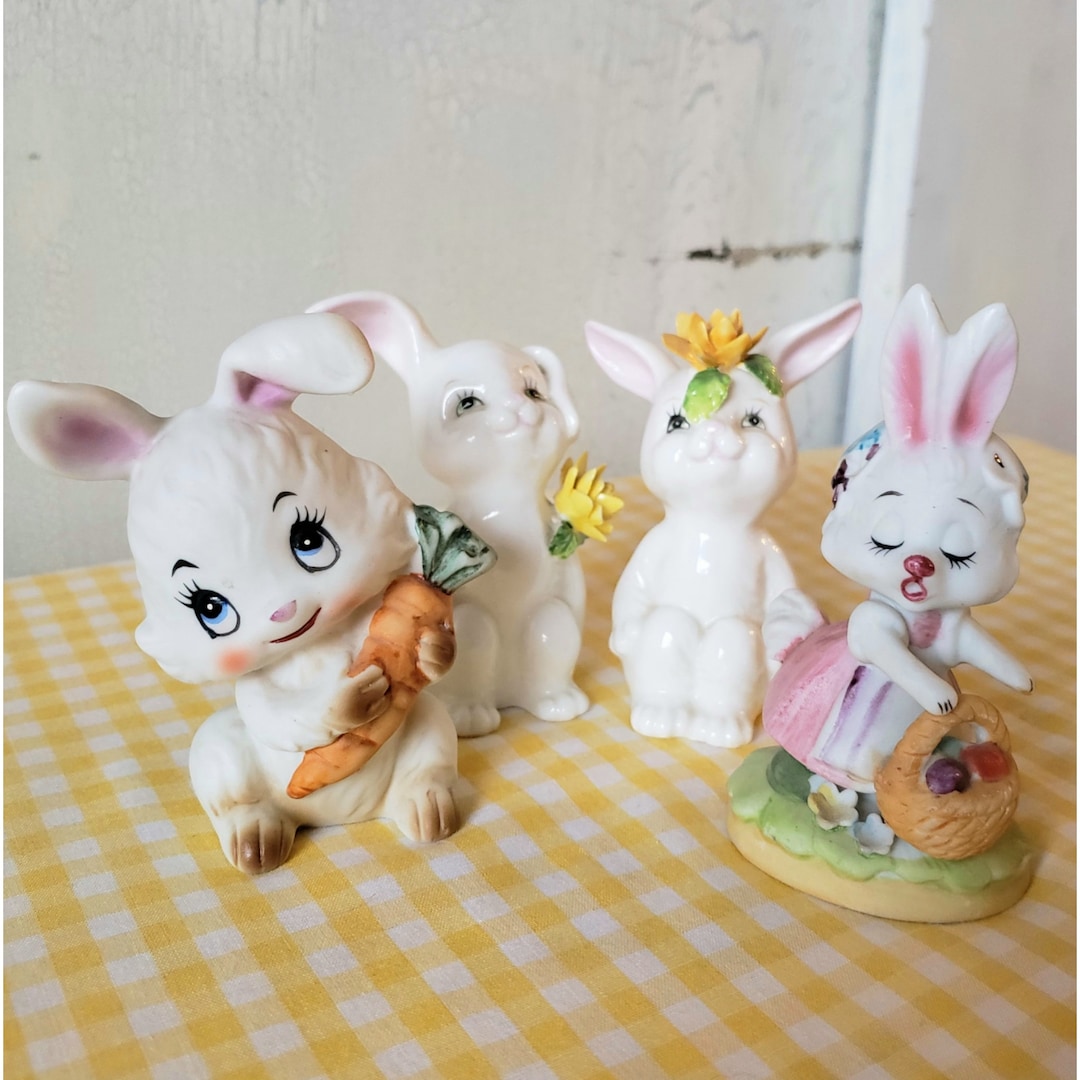 Vintage Lot Bunnies Easter Bunny Rabbits Figurines Lefton Set of 4 - Etsy
