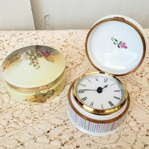 Vintage Lot Limoges Trinket Box Clock France Hand Painted Boxes Roses ...
