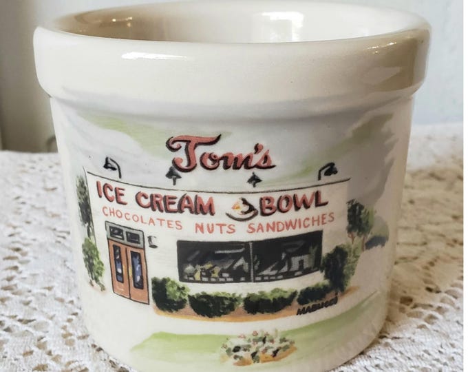 Toms Ice Cream Crock Bowl Zanesville Ohio Advertising Cup 1948 Store ...