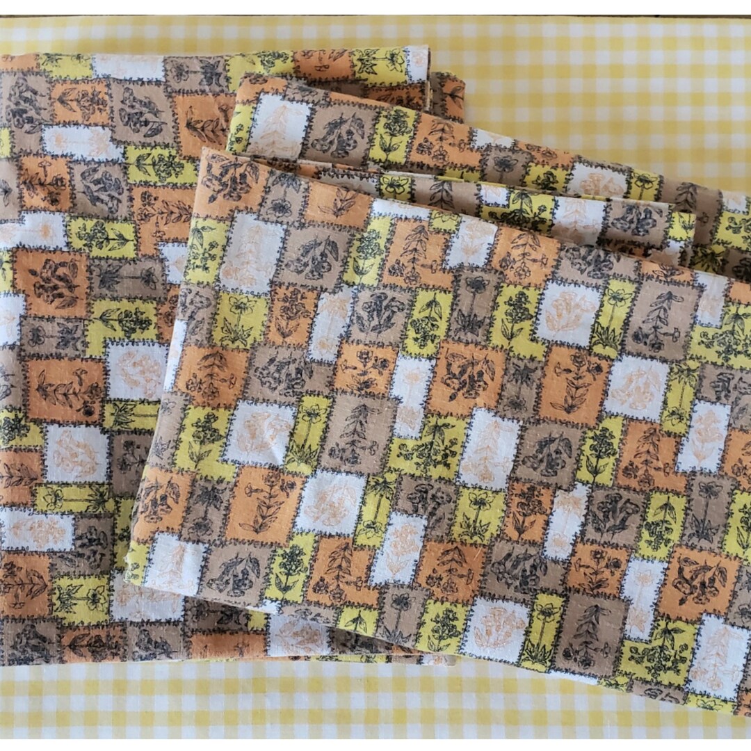 Vintage 1940s Flour Feed Sacks Full Opened Flowers Orange Yellow Brown ...