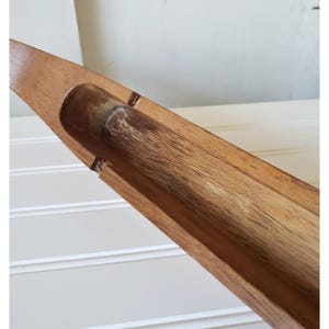 Vintage Outrigger Canoe Boat Wood Model Hawaii Polynesian Decor Carved ...