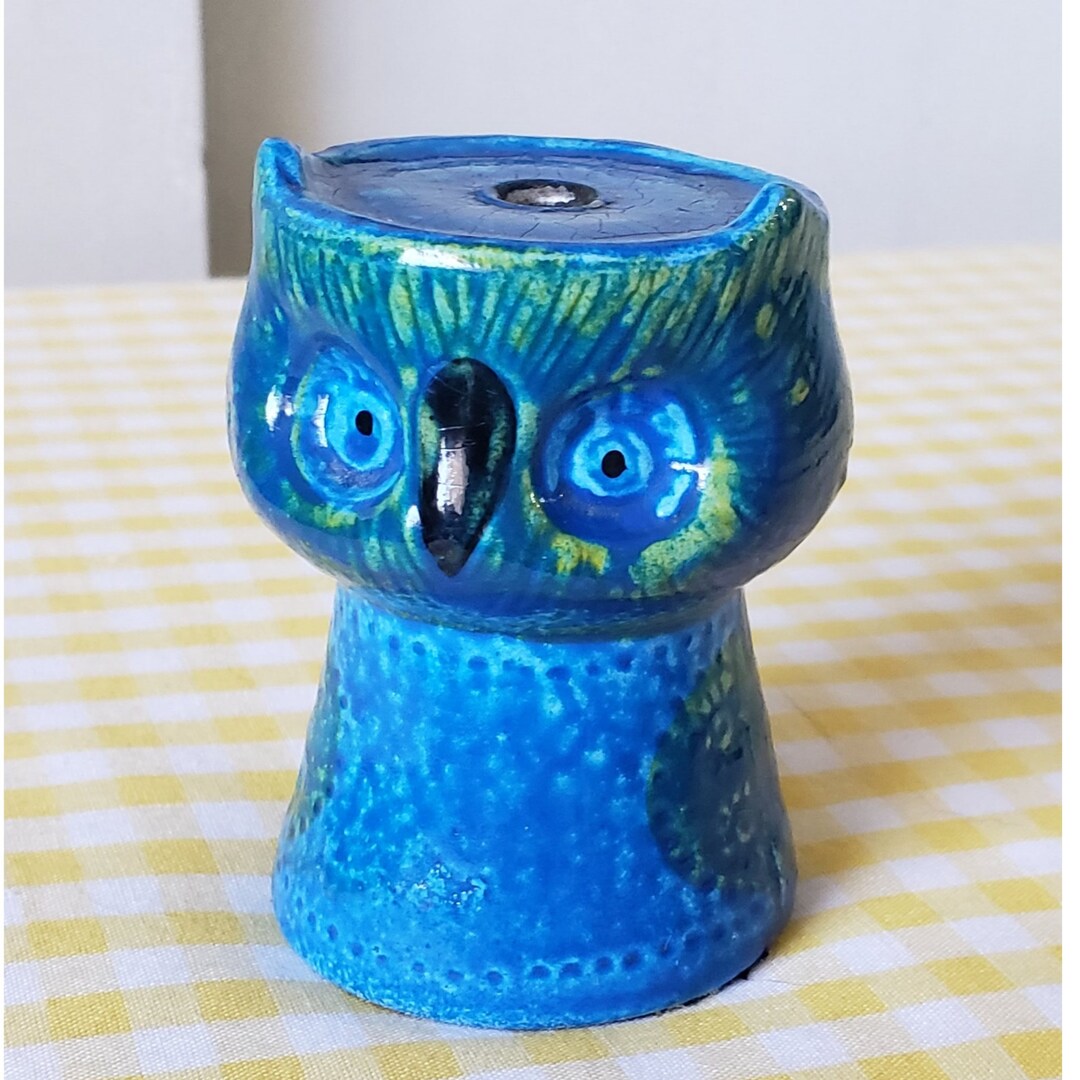 Vintage Blue Ceramic Owl Candle Holder Japan Aldo London Style Retro ...