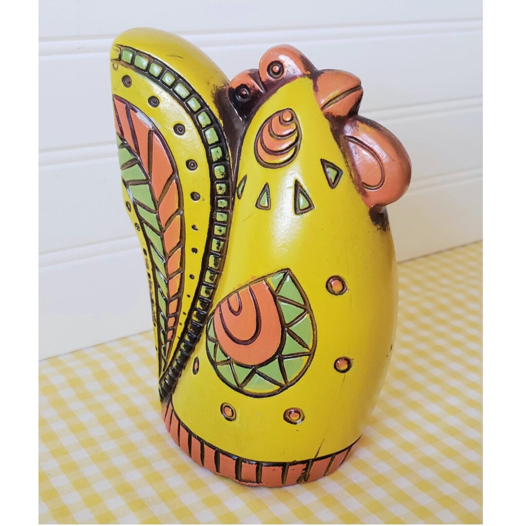 Vintage Chicken Coin Bank Paper Mache Retro 60s 70s Piggy Bank Figurine ...