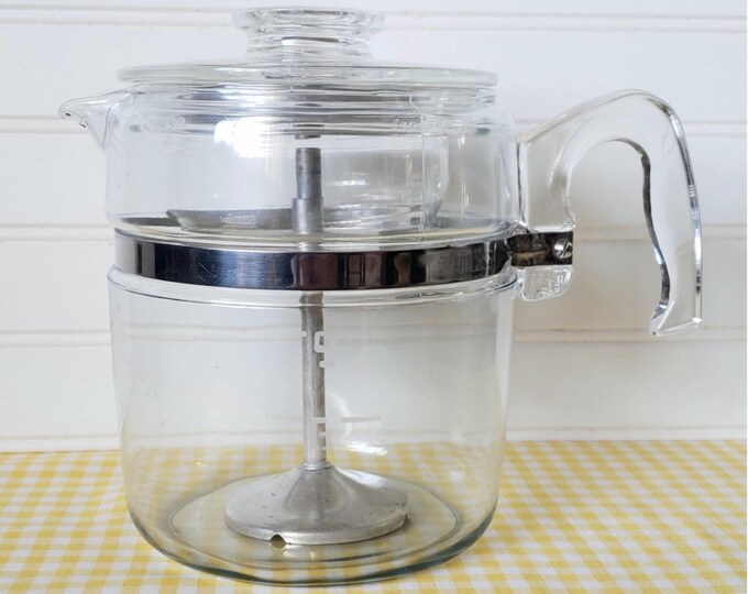 Vintage Pyrex Coffee Pot 9 Cup Blue Flame Percolator 7759 Retro Coffee ...
