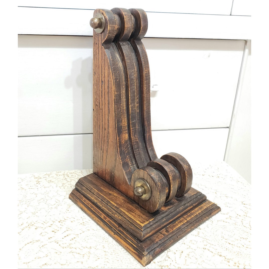 Antique Large Oak Corbel Tiger Oak Brass Heavy Ornate Vintage ...