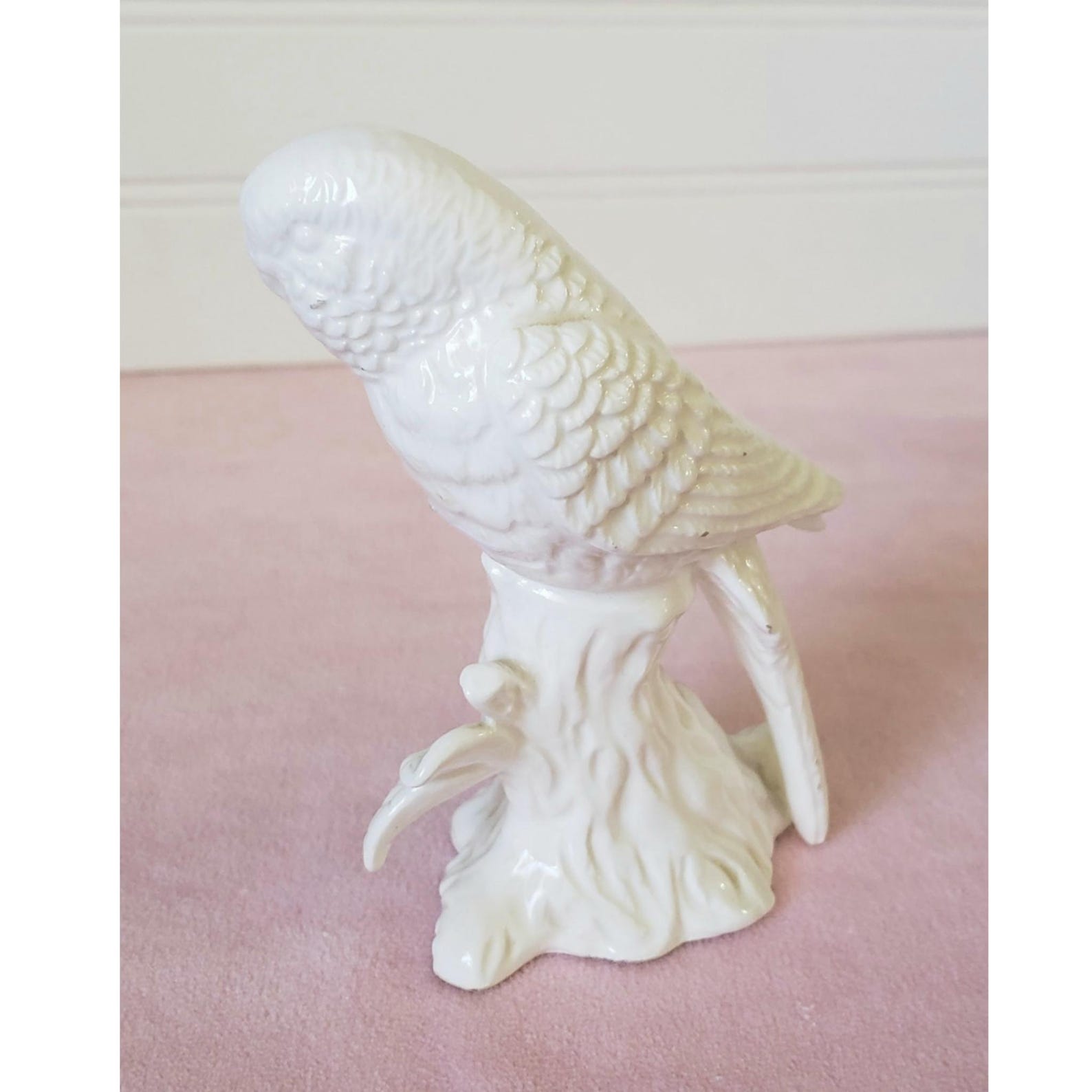 Vintage Bird Figurine Lot Parakeet Bone China Ceramic Bisque Pink Blue ...