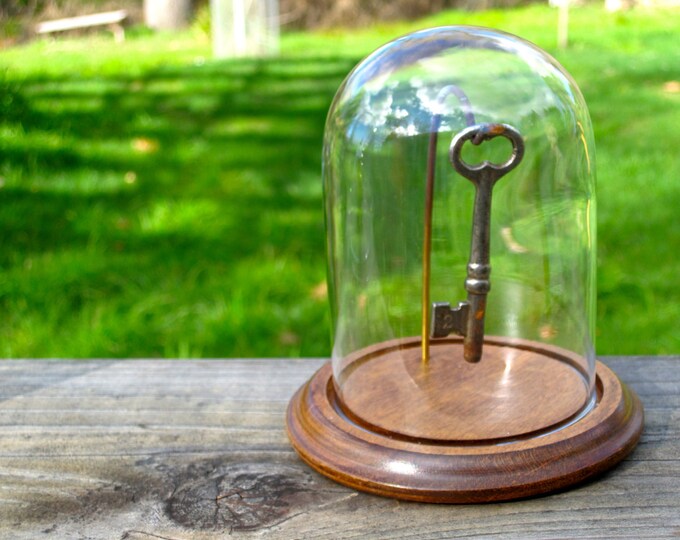 Vintage Glass Cloche, Dome With Hook and Wooden Base - Etsy