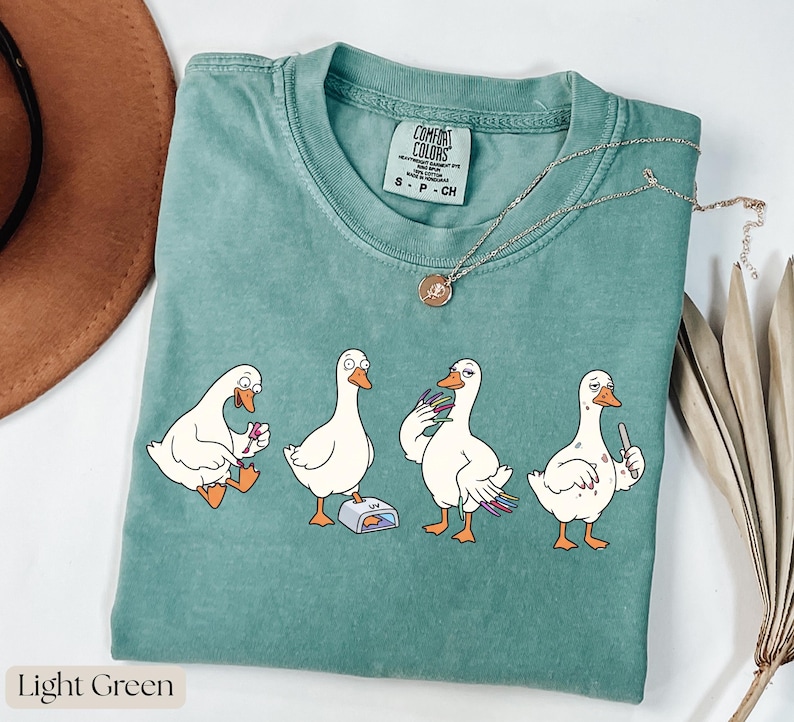 Funny Nail Tech Goose Shirt, Chaotic Manicurist Cartoon Tee, Salon ...