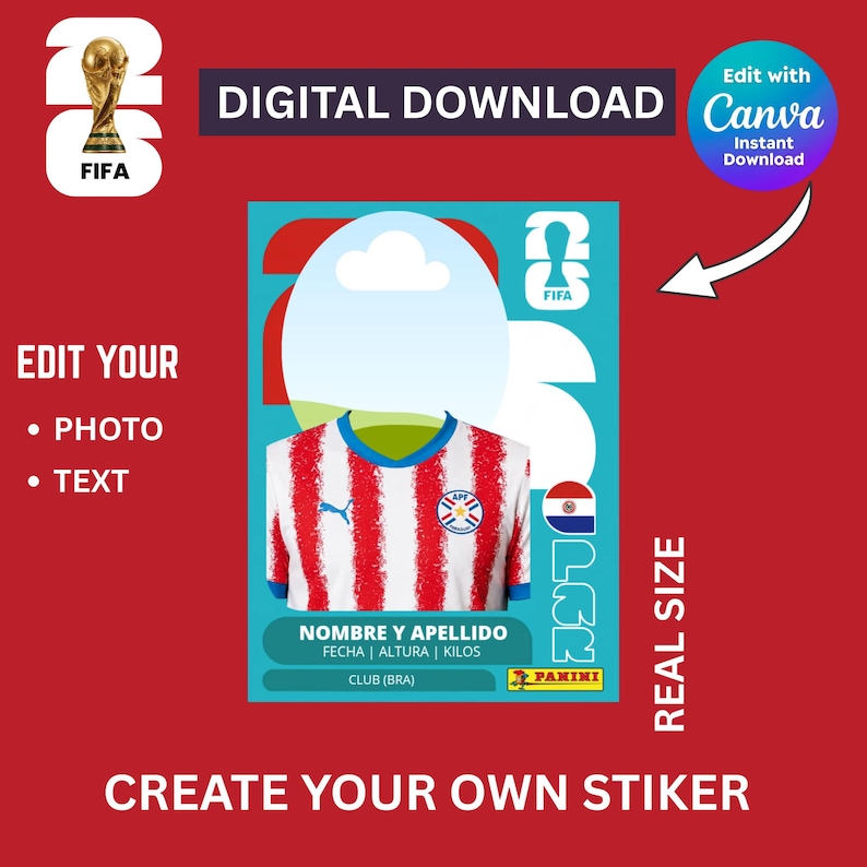 Editable Soccer Trading Card Canva Template, Custom Sports Sticker ...