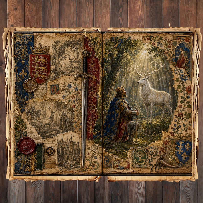 King Arthur Junk Journal Pages, Camelot Ephemera Kit, Excalibur Knight ...