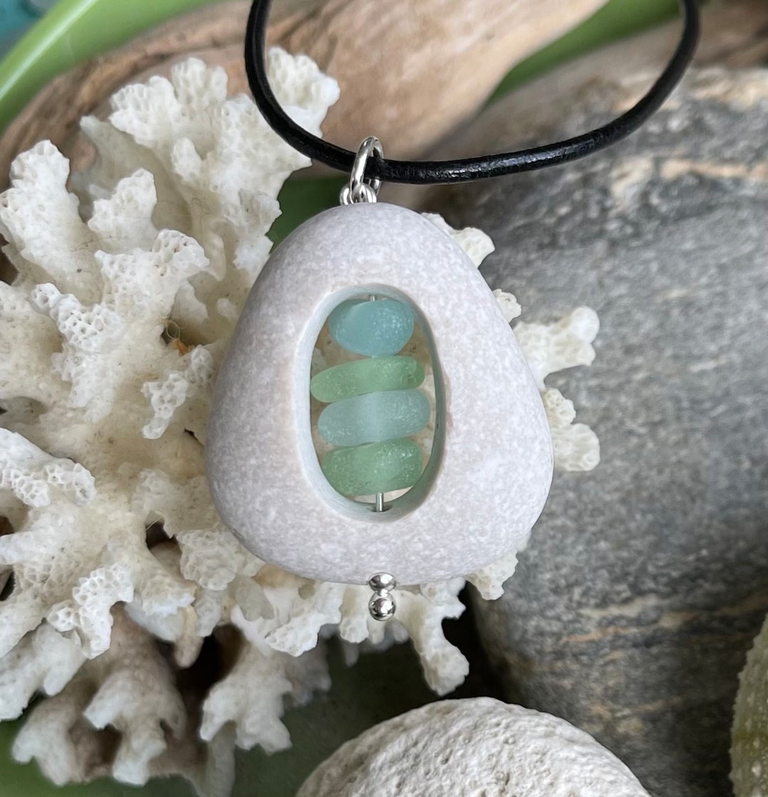 Genuine Sea Glass Jewelry-seafoam Green and Aqua Blue Sea Glass Set in ...