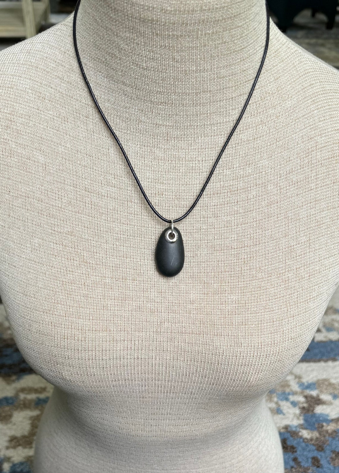Beach Stone Jewelry- Black Basalt Beach Stone Set With Sterling Silver ...