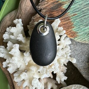 Beach Stone Jewelry- Black Basalt Beach Stone Set With Sterling Silver ...