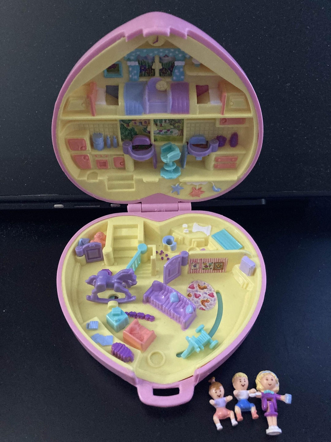 Bluebird 1994 Polly Pocket Light Pink Heart Shape Compact Baby Time Fun ...