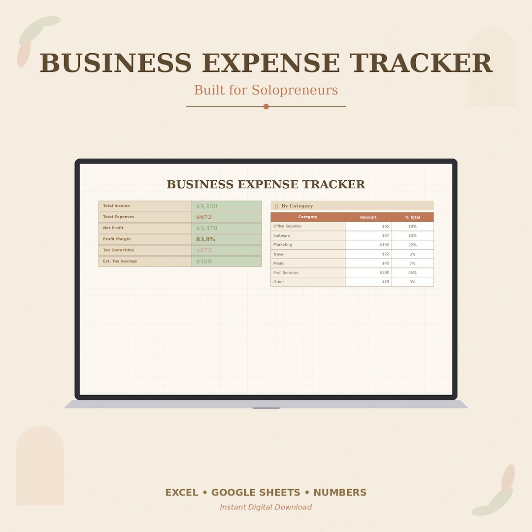 Small Business Expense Tracker Excel, Self Employed Bookkeeping ...