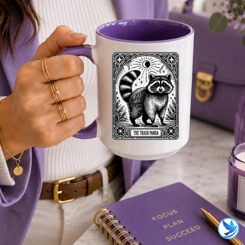 Raccoon Tarot Mug, Trash Panda Coffee Cup, Gothic Witchy Animal ...
