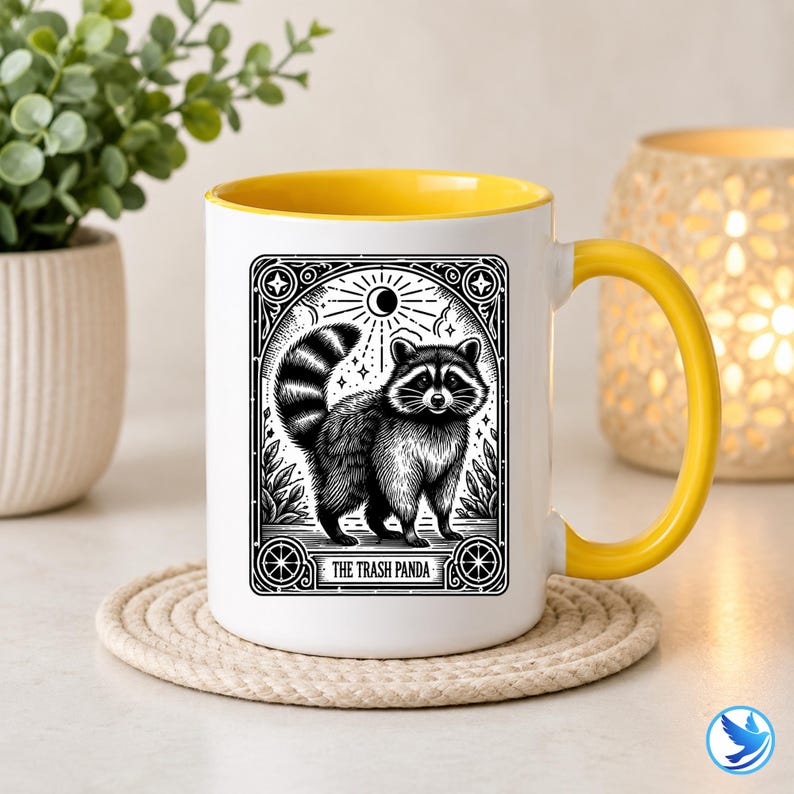Raccoon Tarot Mug, Trash Panda Coffee Cup, Gothic Witchy Animal ...