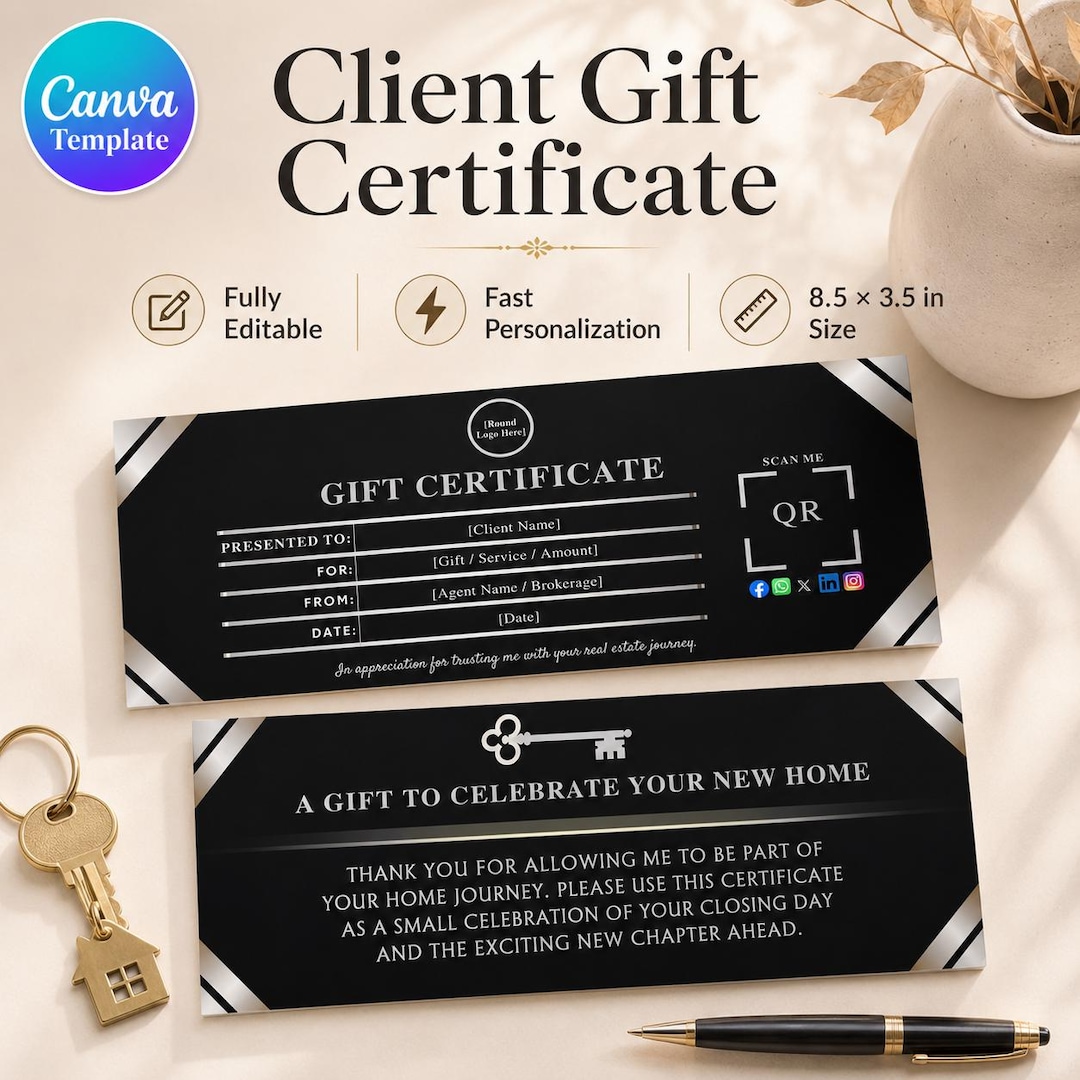 Gift Certificate Canva Template, Customizable Thank You Gifts ...