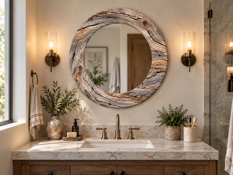 Driftwood Mirror, Rustic Coastal Wall Art, Reclaimed Wood Frame ...