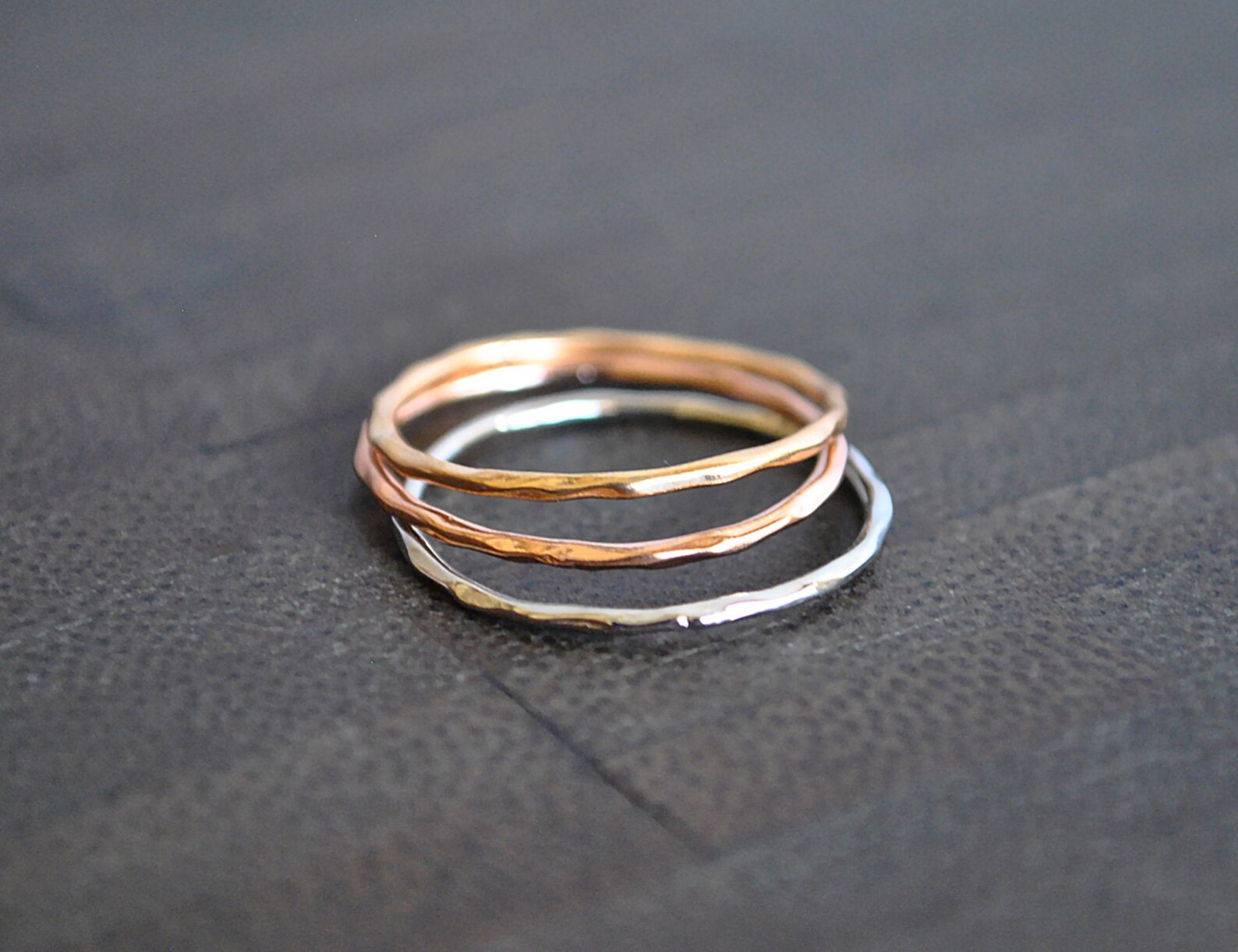HAMMERED STACKABLE RINGS - Etsy