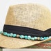 STRAW HAT With Gold Tone Skeletons and Turquoise Beaded - Etsy