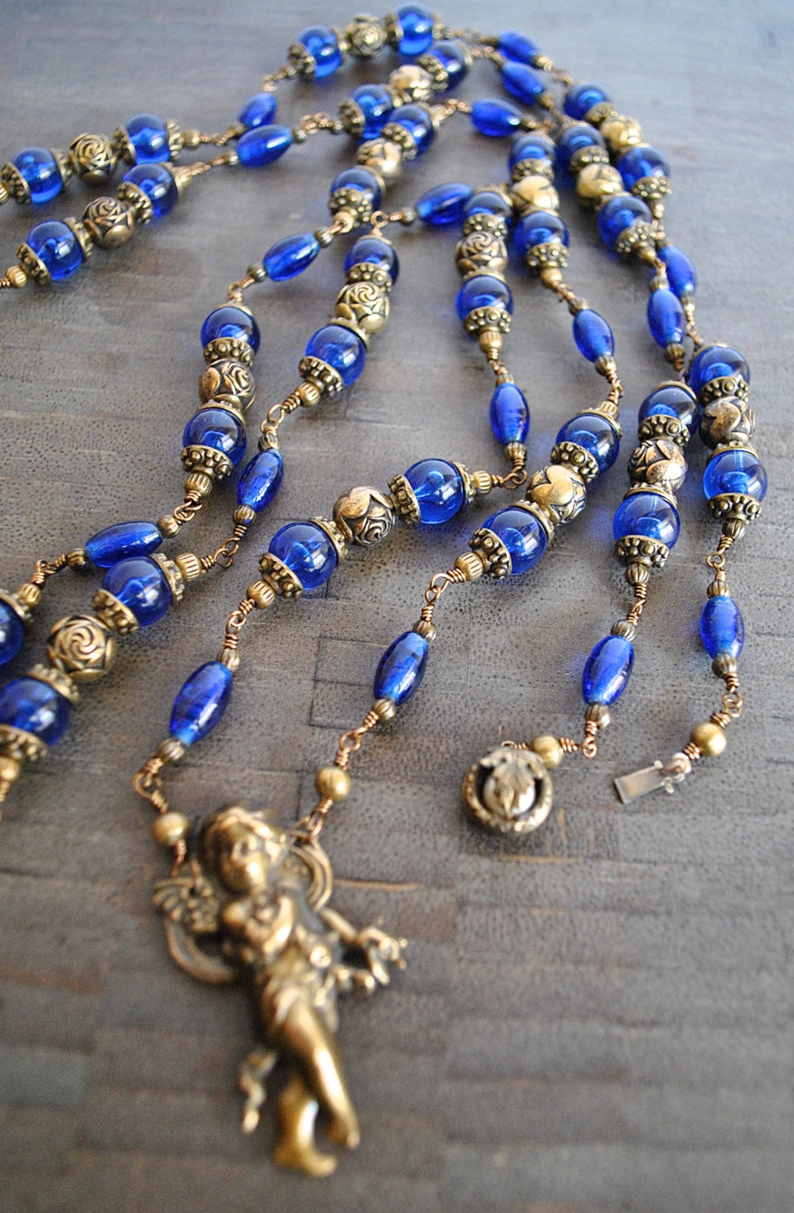 COBLAT BLUE CHERUB Angel Necklace - Etsy
