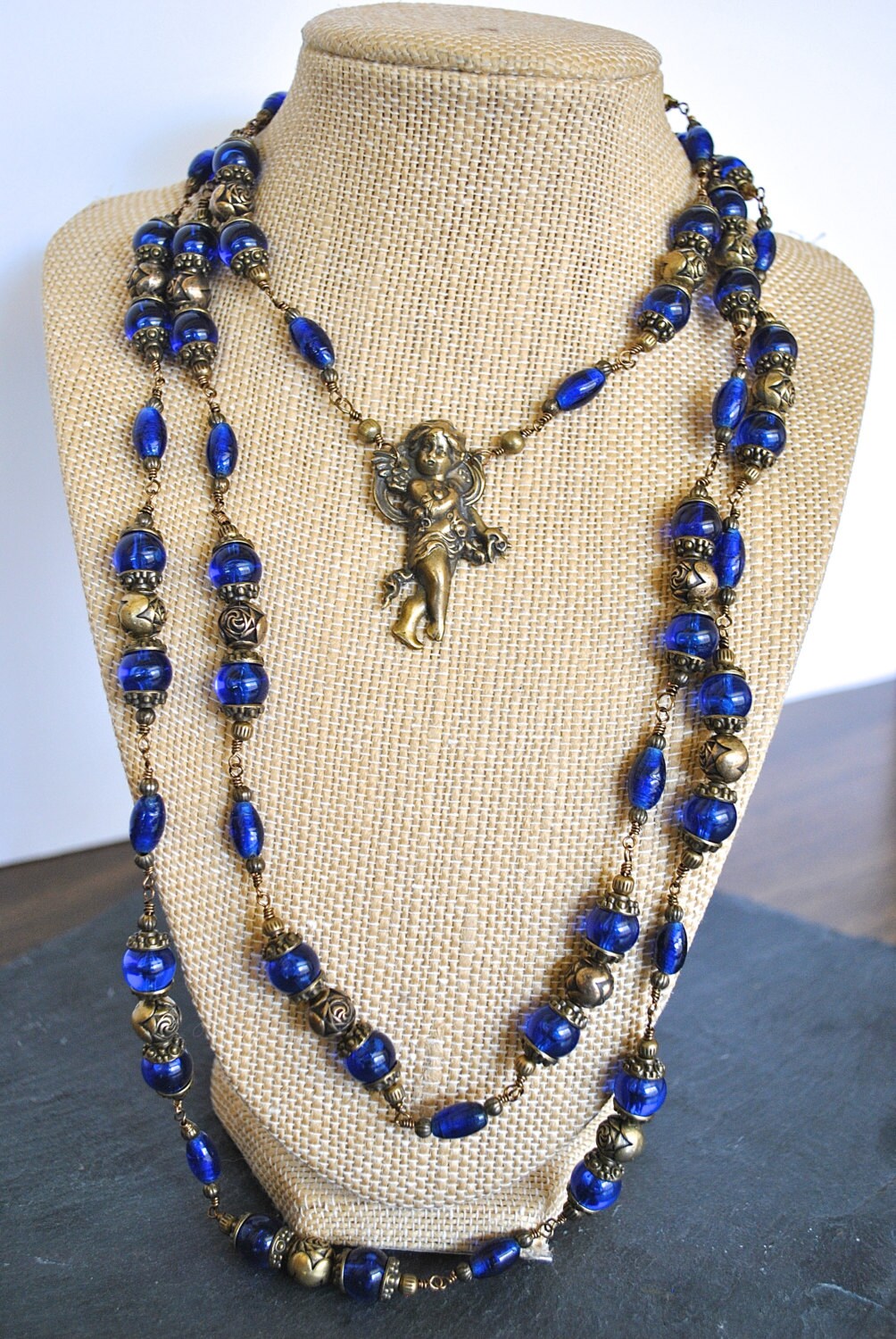 COBLAT BLUE CHERUB Angel Necklace - Etsy