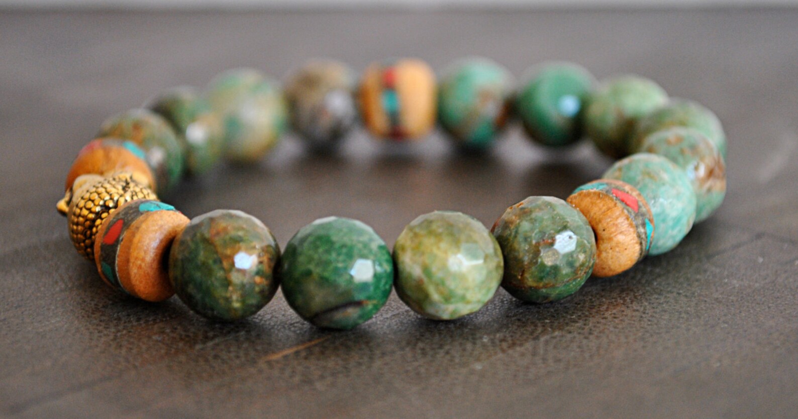 BUDDHA AGATE BEADED Stretchy Bracelet - Etsy