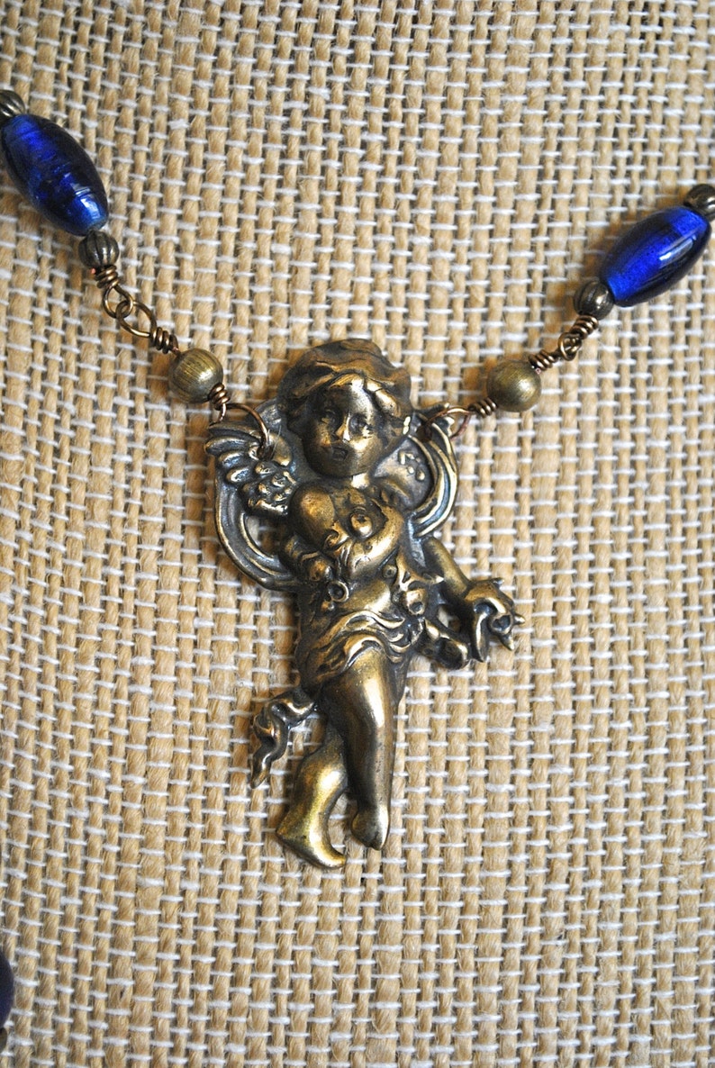 COBLAT BLUE CHERUB Angel Necklace - Etsy