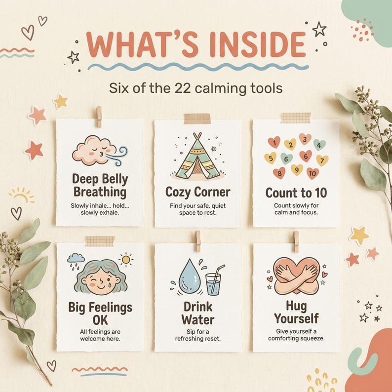 Calm Down Corner Posters Printable | 22 Coping Skills Cards for Kids ...