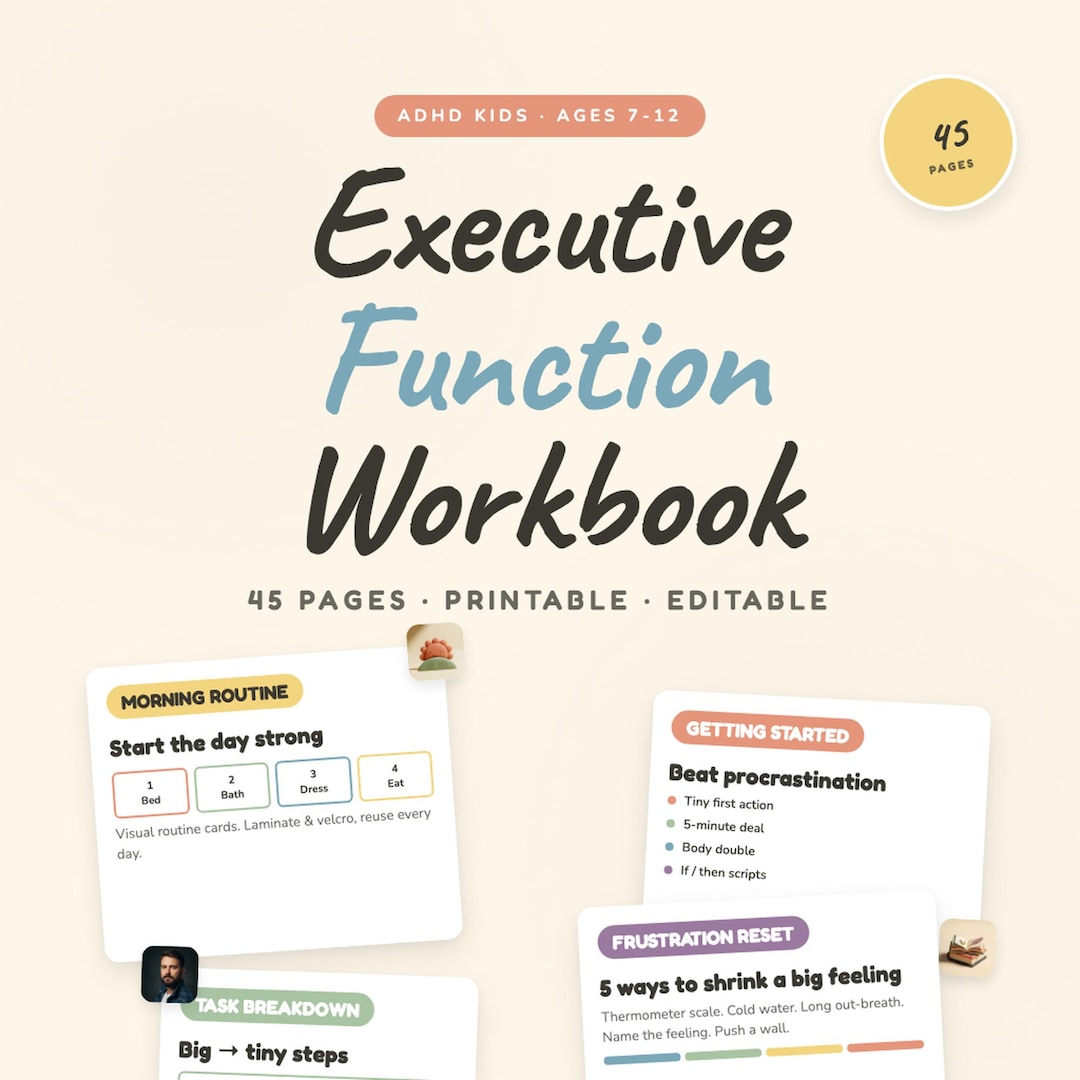 ADHD Kids Executive Function Workbook | Routines, Focus, Self ...